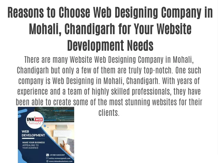 PPT - Reasons to Choose Web Designing Company in Mohali, Chandigarh for ... PPT - Reasons to Choose Web Designing Company in Mohali, Chandigarh for ...