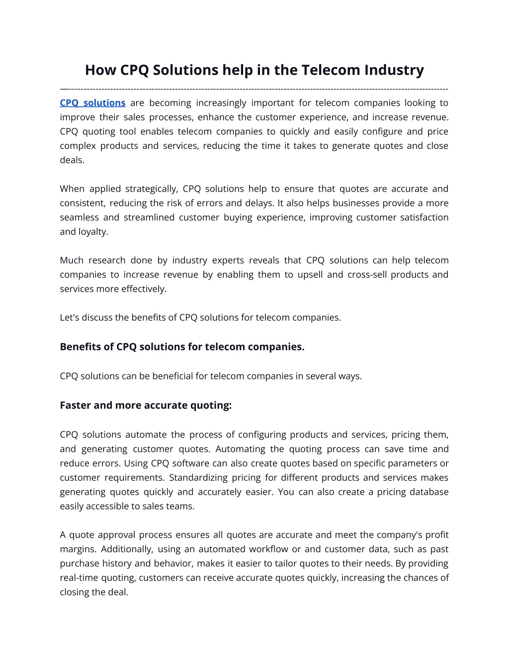 PPT - How CPQ solutions help in the telecom industry PowerPoint ...