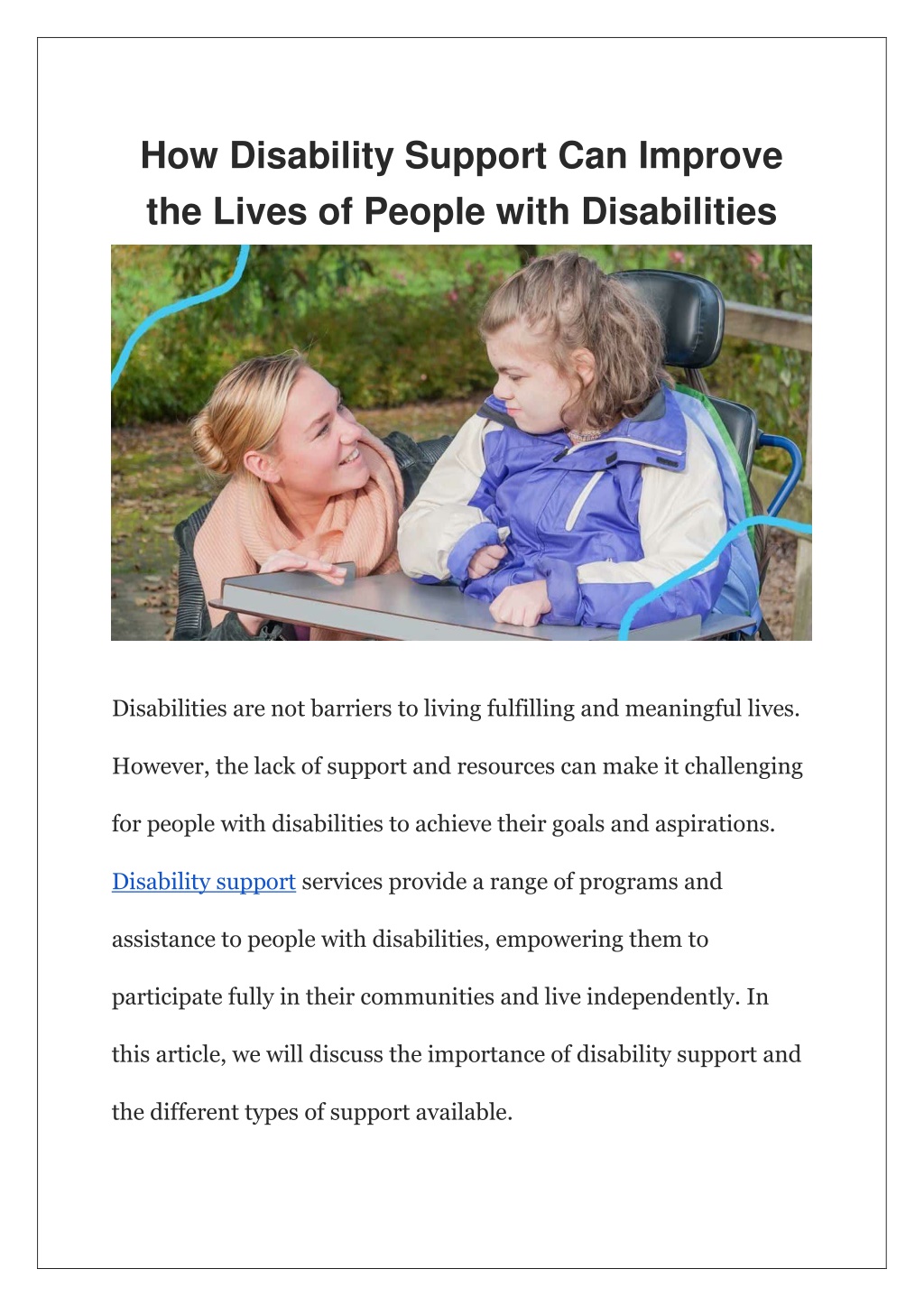 PPT - How Disability Support Can Improve the Lives of People with ...