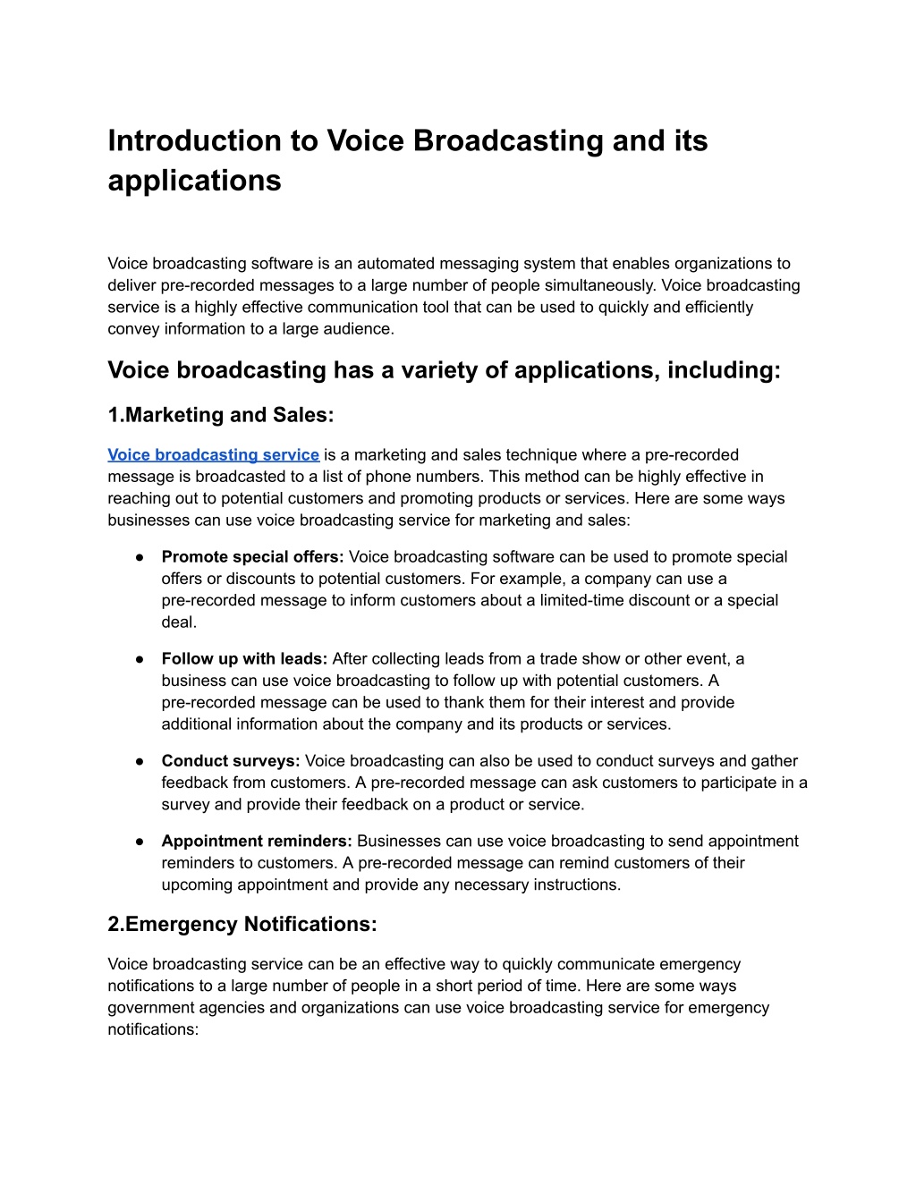 PPT - Introduction to Voice Broadcasting and its applications.docx ...