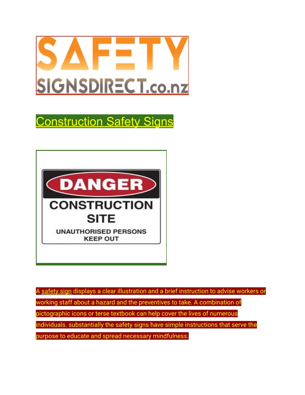 PPT - Construction Safety Signs PowerPoint Presentation, free download ...