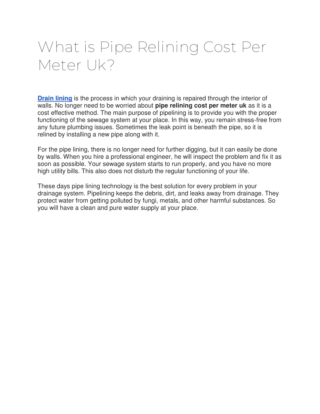 PPT - What is Pipe Relining Cost Per Meter Uk PowerPoint Presentation ...