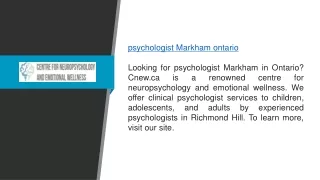 PPT - Psychologist Markham Ontario Cnew.ca PowerPoint Presentation ...