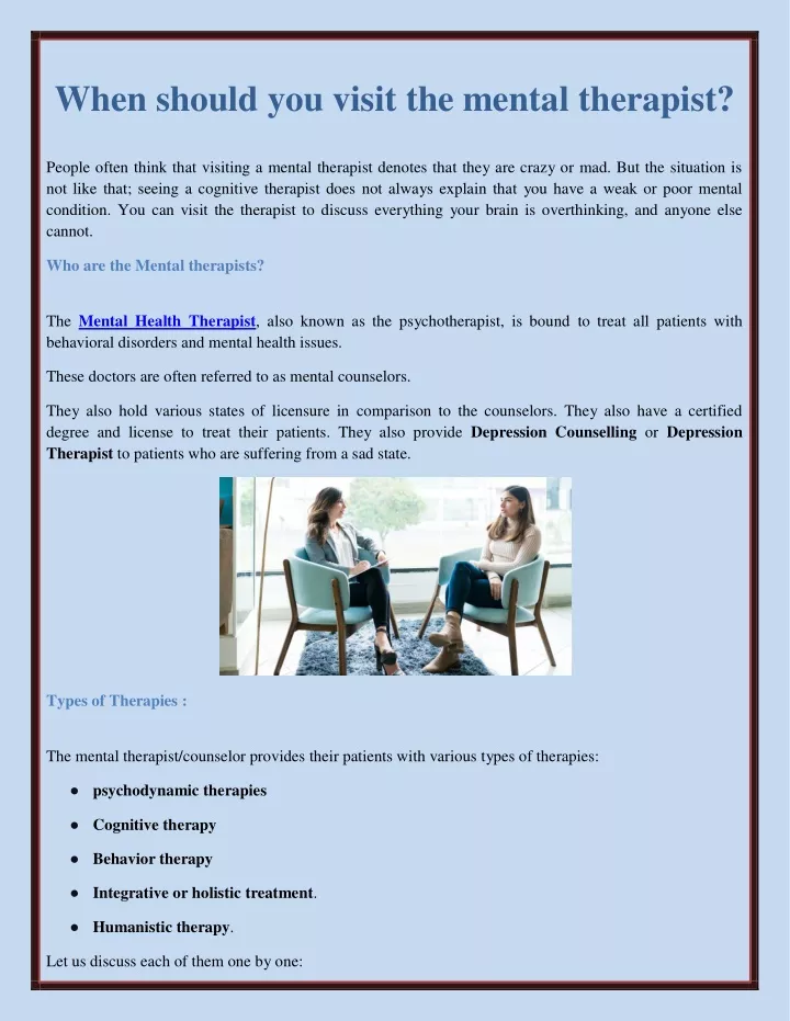 Ppt When Should You Visit The Mental Therapist Powerpoint