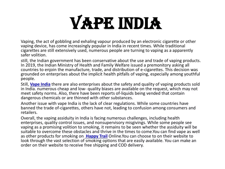 PPT - Vape India PowerPoint Presentation, free download - ID:12065274
