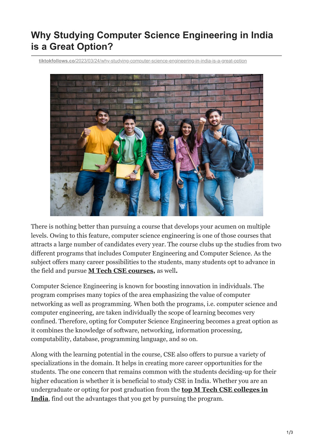 PPT - Why Studying Computer Science Engineering in India is a Great ...