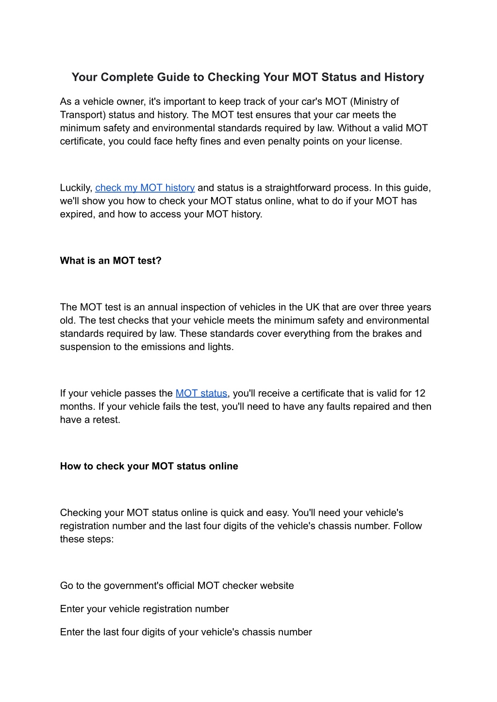 PPT - Your Complete Guide to Checking Your MOT Status and History ...