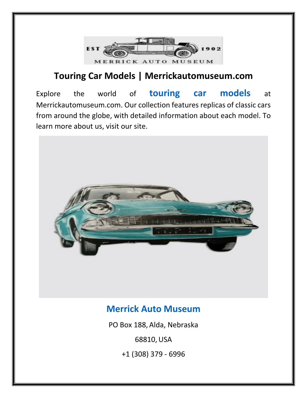 PPT - Touring Car Models Merrickautomuseum PowerPoint Presentation ...