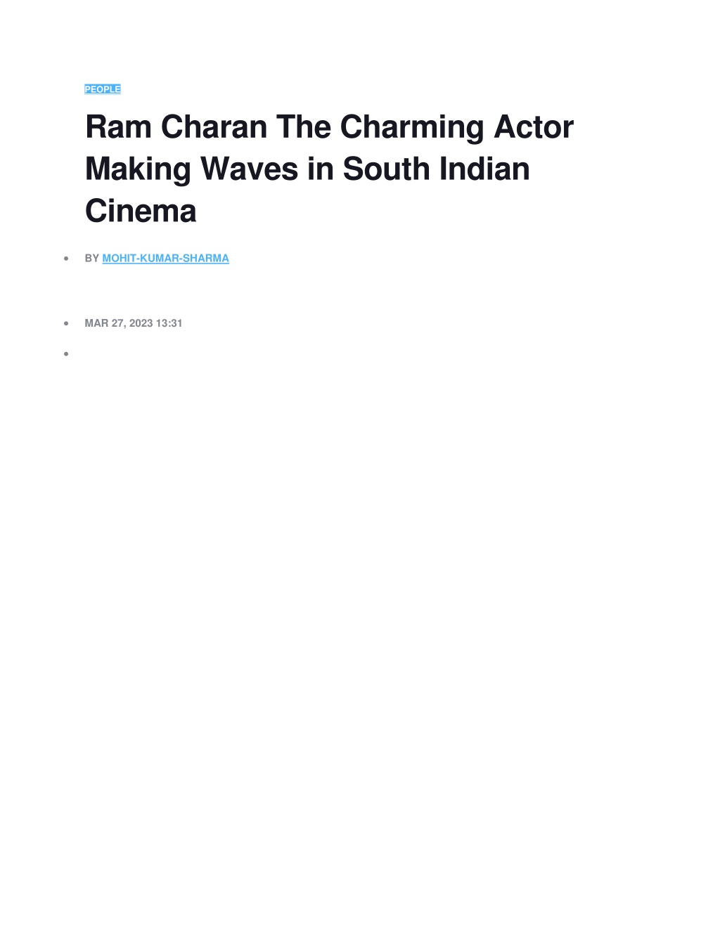 PPT - Ram Charan The Charming Actor Making Waves in South Indian Cinema ...