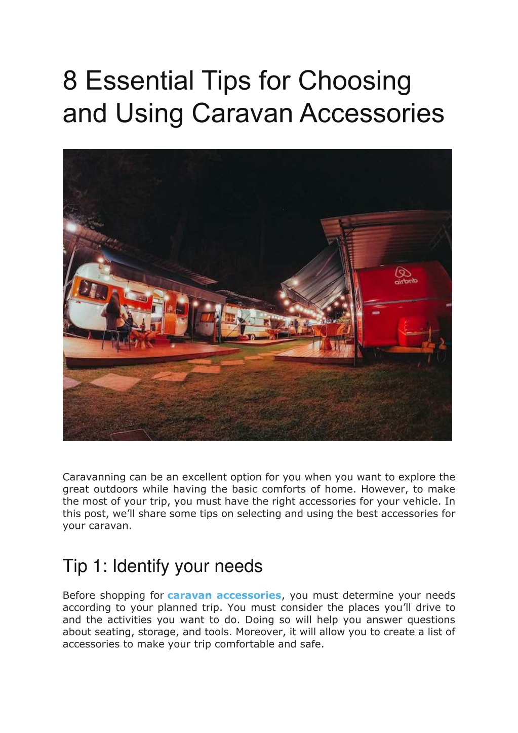 PPT - 8 Essential Tips for Choosing and Using Caravan Accessories ...
