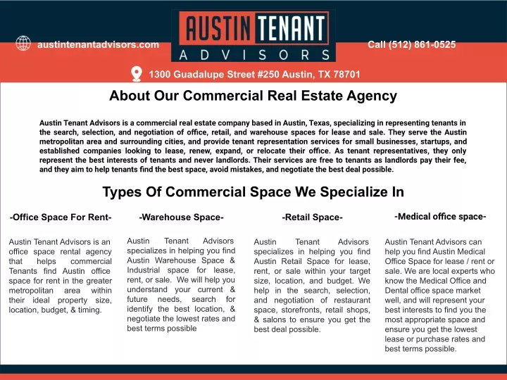 PPT - Austin Tenant Advisors Commercial Real Estate Agency PowerPoint ...