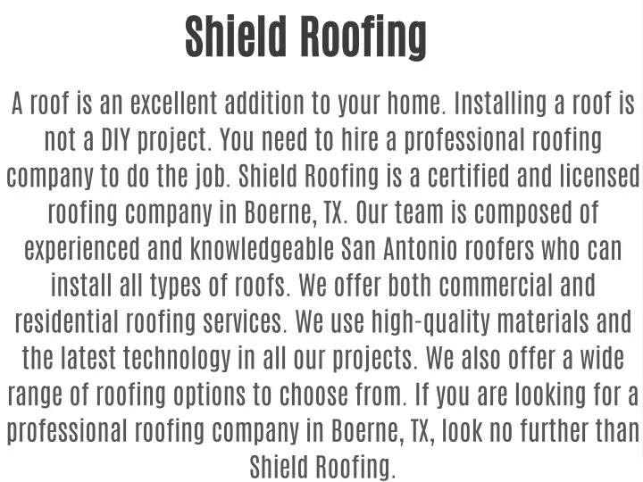 PPT - Shield Roofing PowerPoint Presentation, free download - ID:12082423