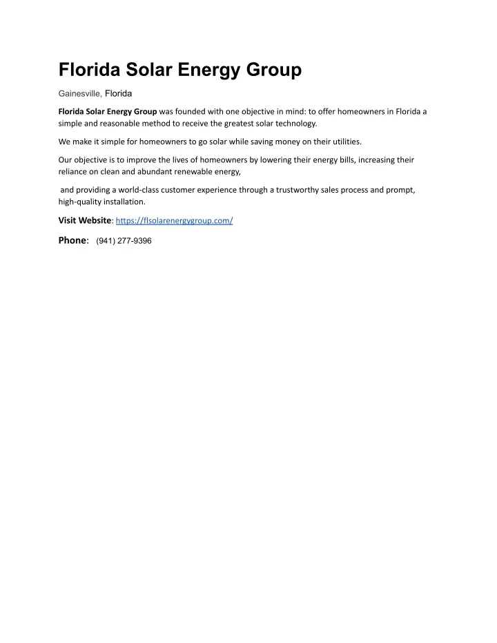 PPT - Florida Solar Energy Group PowerPoint Presentation, free download ...
