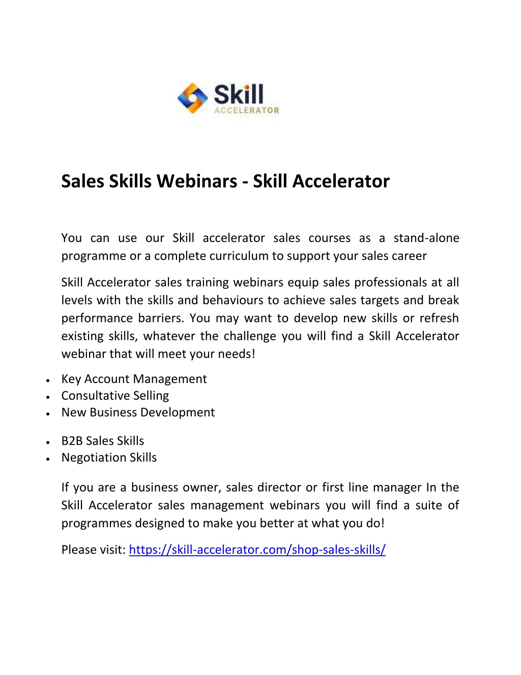 PPT - Sales Skills Webinars - Skill Accelerator PowerPoint Presentation ...