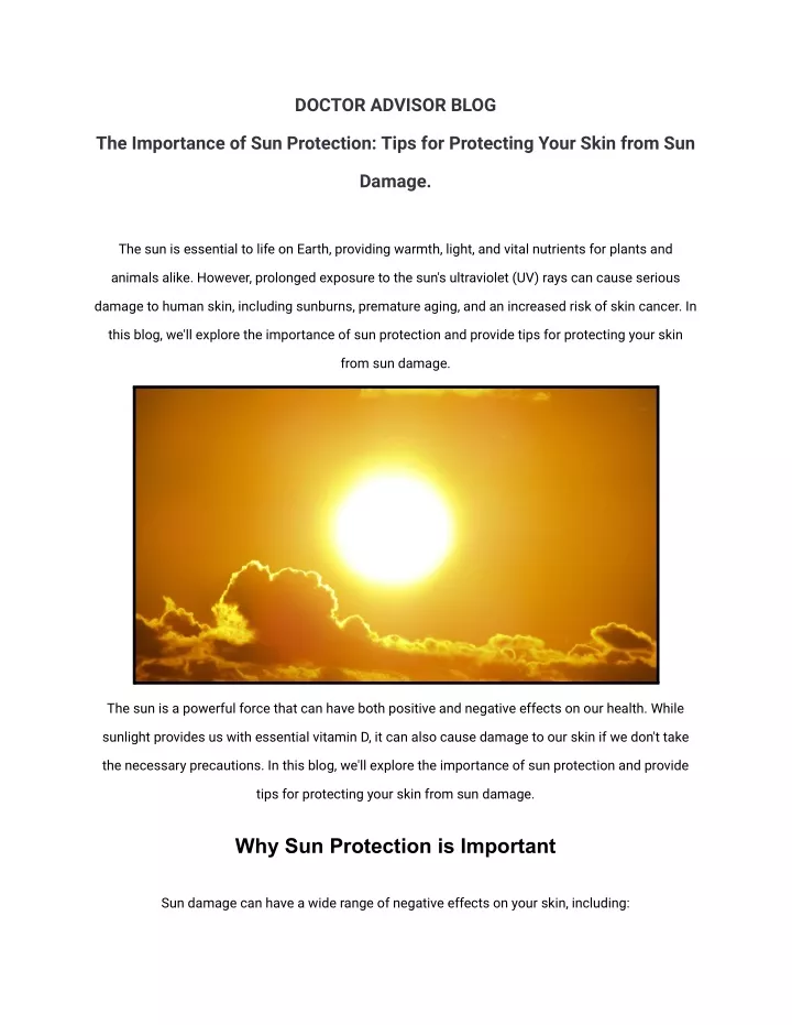 PPT - The Importance of Sun Protection: Tips for Protecting Your Skin ...