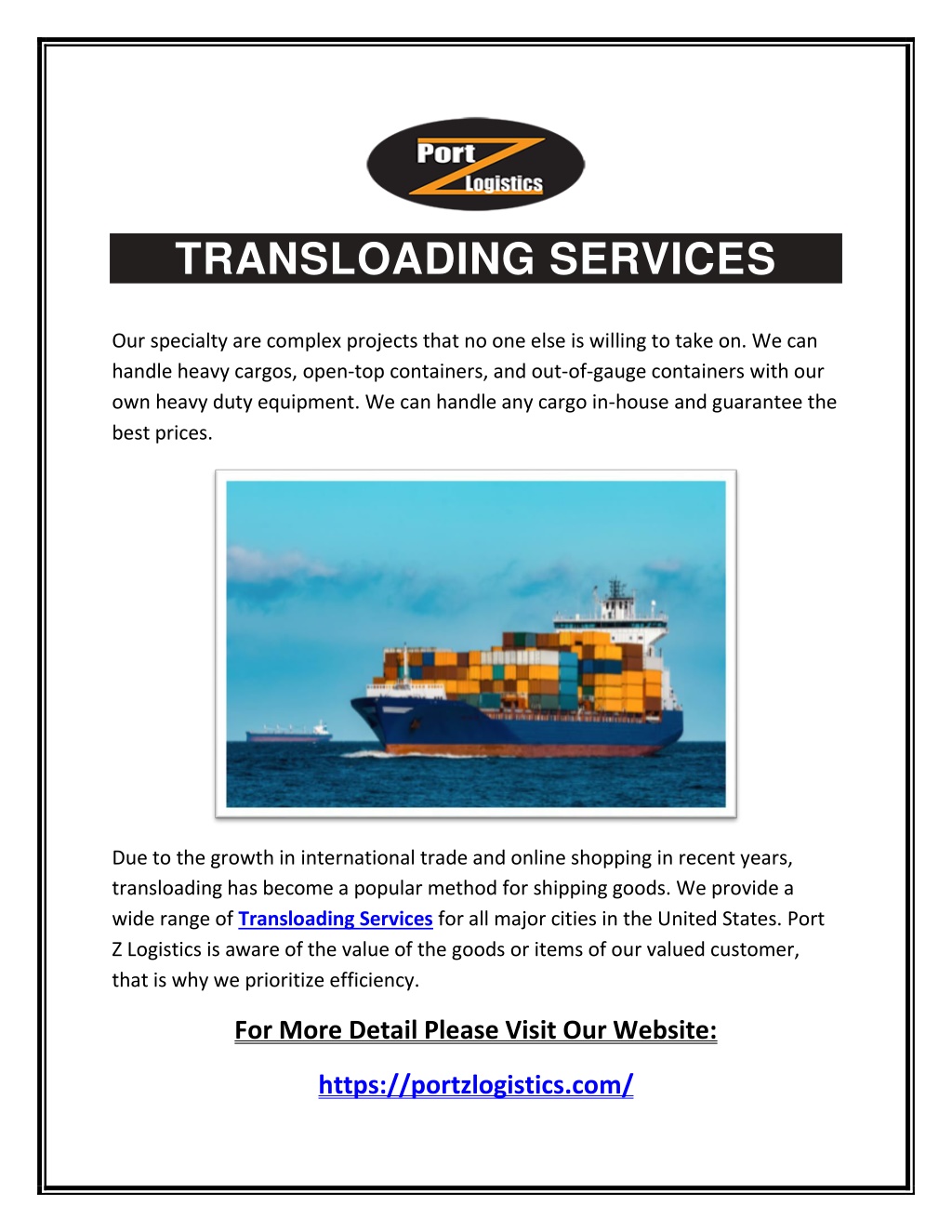 PPT - TRANSLOADING SERVICES - Port Z Logistics PowerPoint Presentation ...