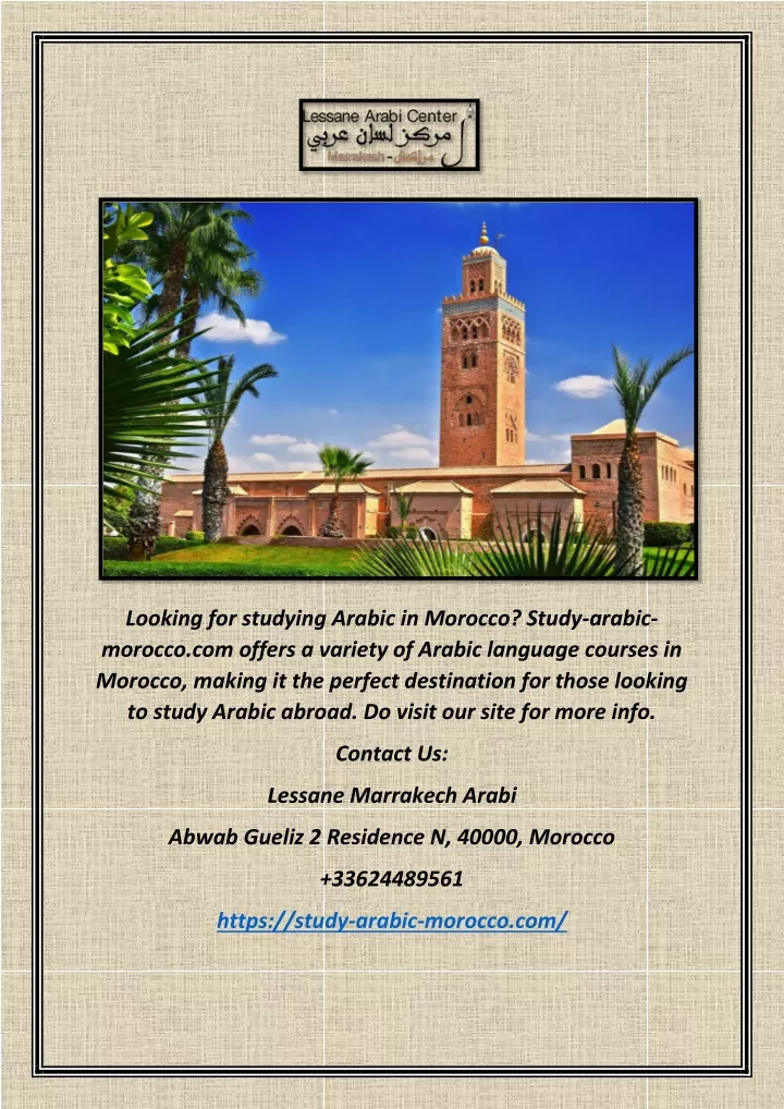 PPT - Learn Arabic Online in Morocco | Study-arabic-morocco.com ...