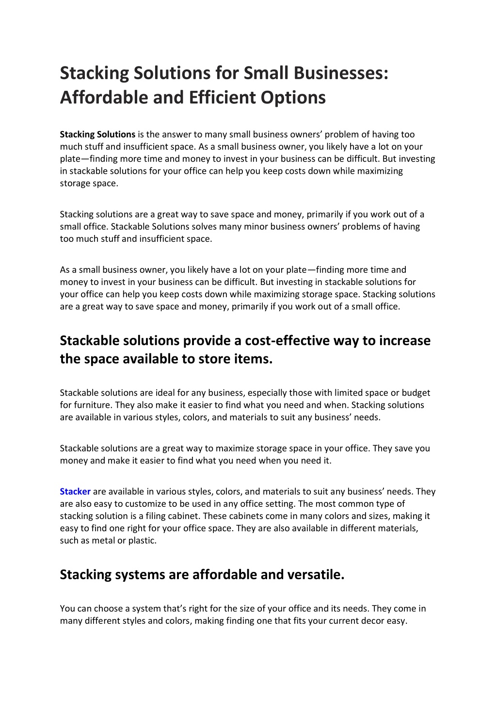 PPT - Stacking Solutions for Small Businesses PowerPoint Presentation ...