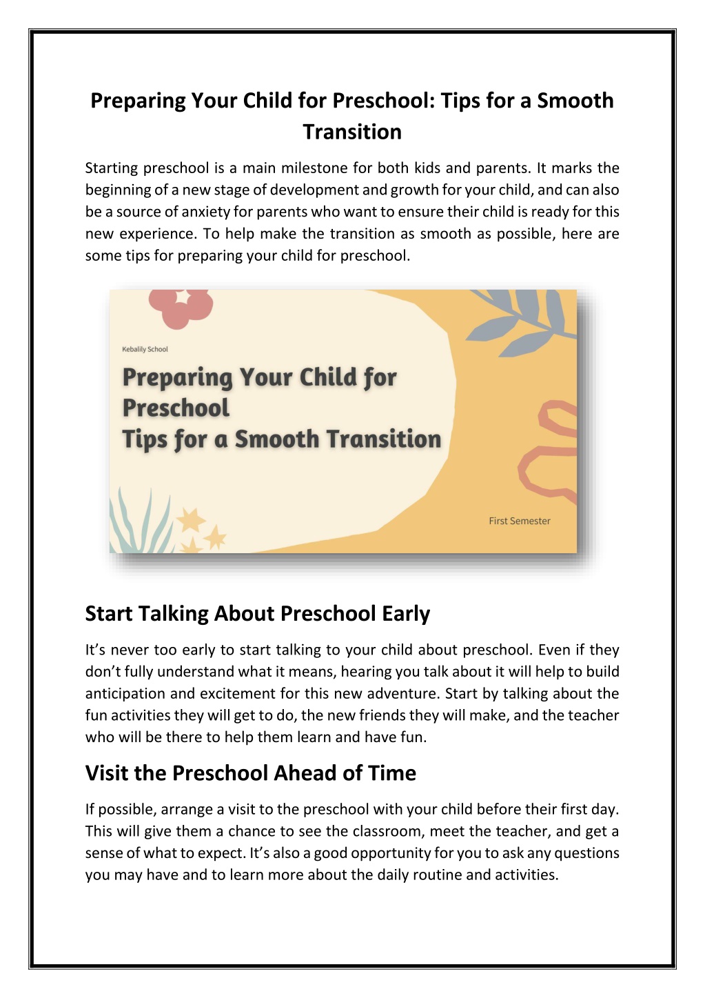 PPT - Preparing Your Child for Preschool Tips for a Smooth Transition ...
