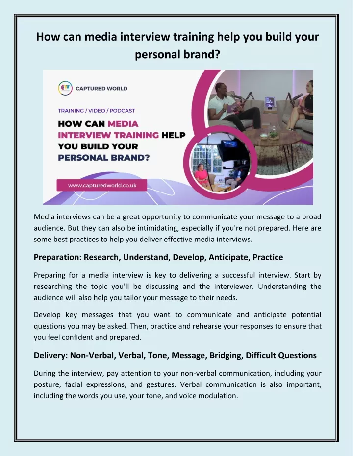 PPT - How can media interview training help you build your personal ...