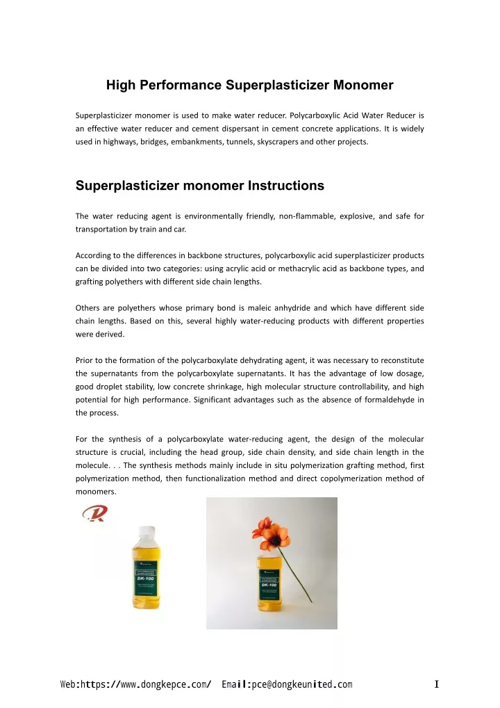 PPT - High Performance Superplasticizer Monomer PowerPoint Presentation ...