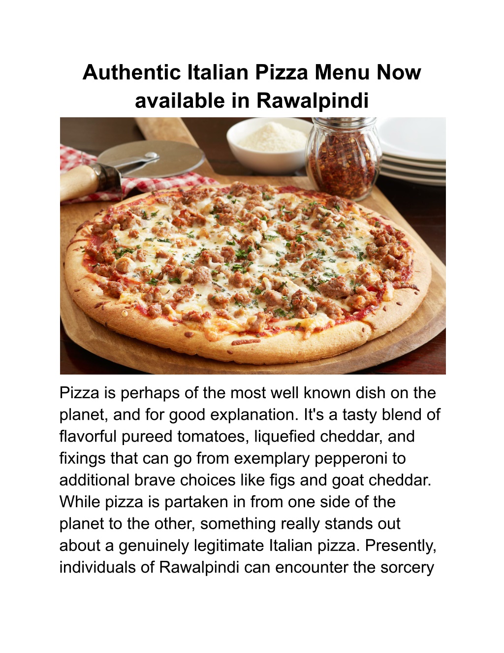 PPT - Authentic Italian Pizza Menu Now available in Rawalpindi ...