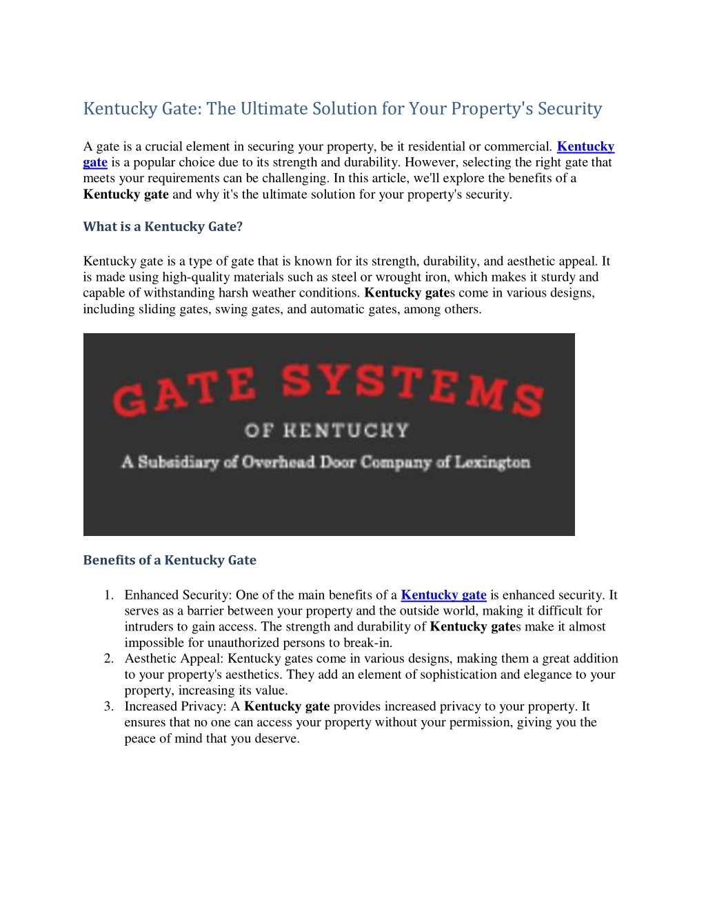 PPT - Kentucky Gate: The Ultimate Solution for Your Property's Security ...