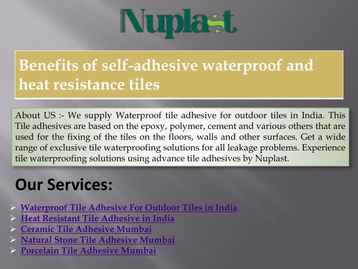 PPT - Benefits of self adhesive waterproof and heat resistance tiles ...