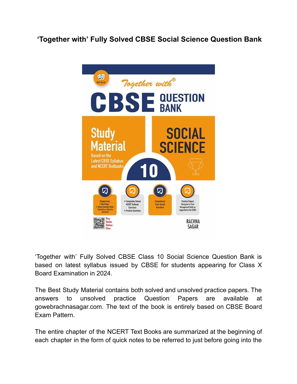 PPT - ‘Together with’ CBSE Social Science Question Bank Class 10 for ...