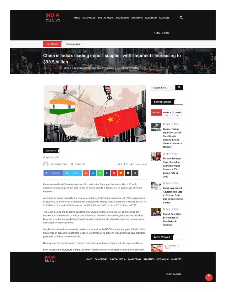 PPT - indiabiz-live-china-is-indias-leading-import-supplier-with ...