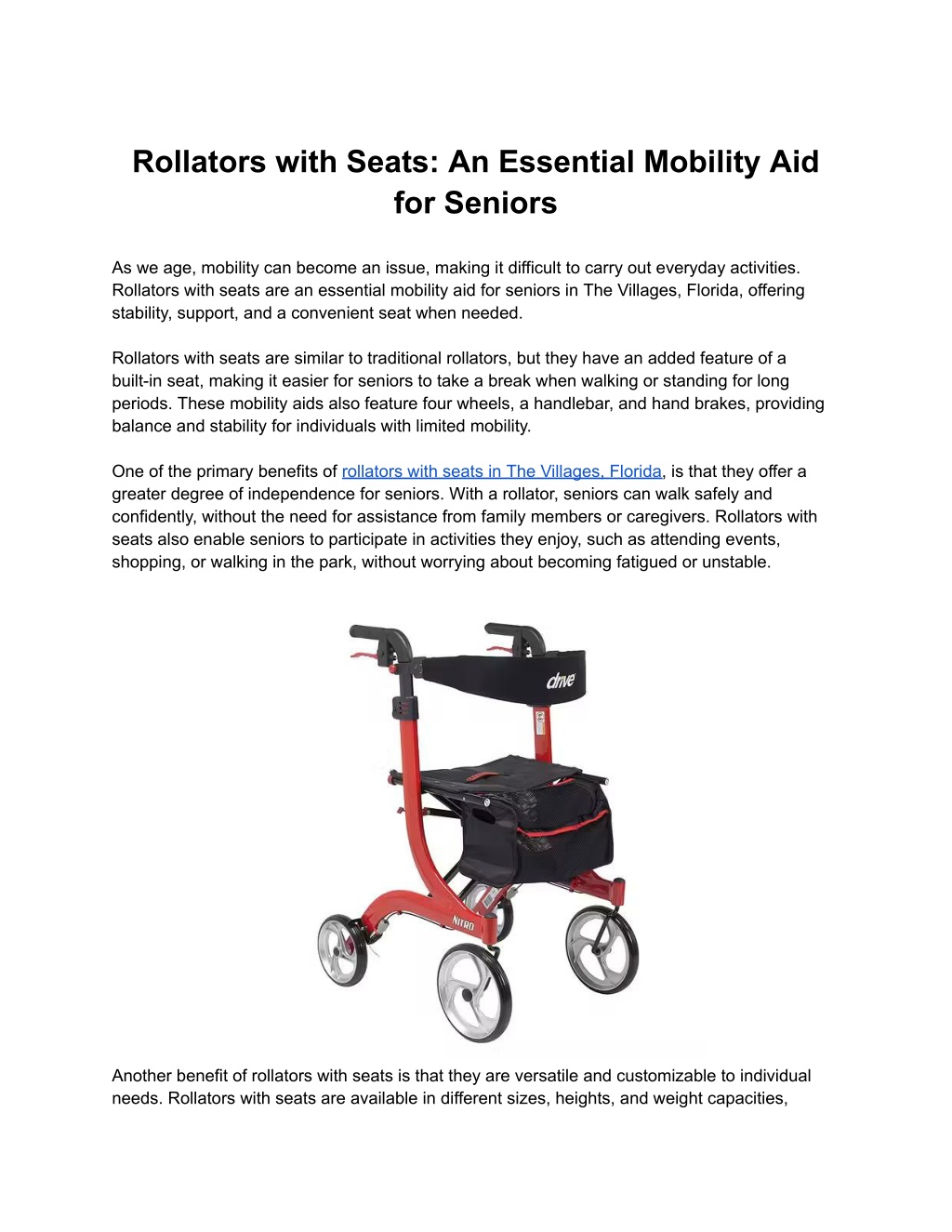 PPT - Rollators with Seats: An Essential Mobility Aid for Seniors ...