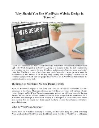 PPT - Why Should You Use WordPress Website Design in Toronto PowerPoint Presentation - ID:12110793