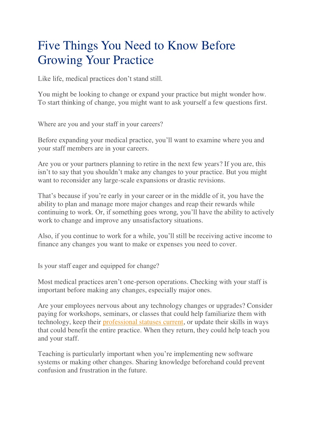 PPT - Five Things You Need to Know Before Growing Your Practice ...