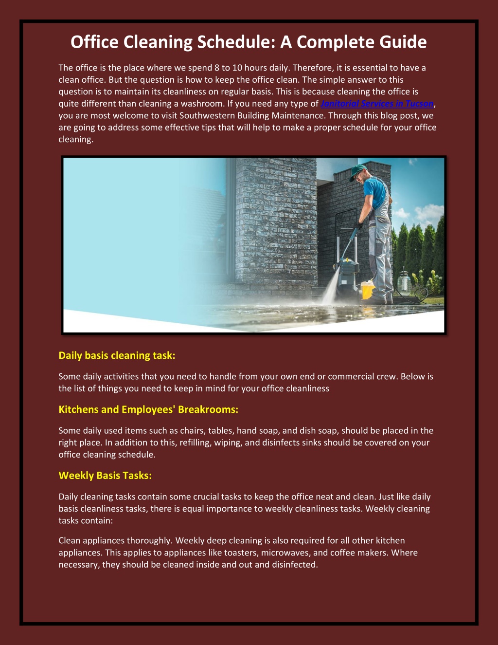 PPT - A Complete Guide to Office Cleaning Schedules PowerPoint ...