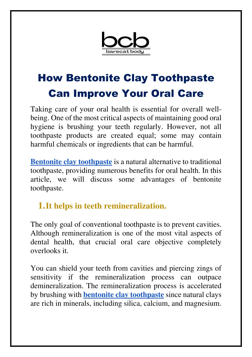 PPT - How Bentonite Clay Toothpaste Can Improve Your Oral Care ...