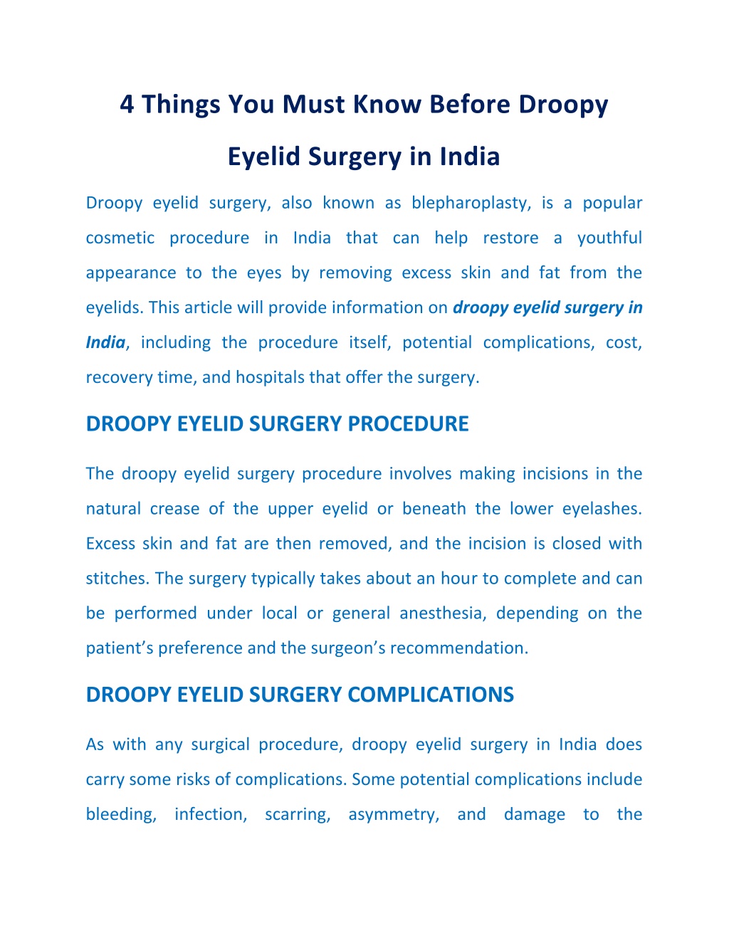 PPT - Everything You Must Know About Droopy Eyelid Surgery in India ...