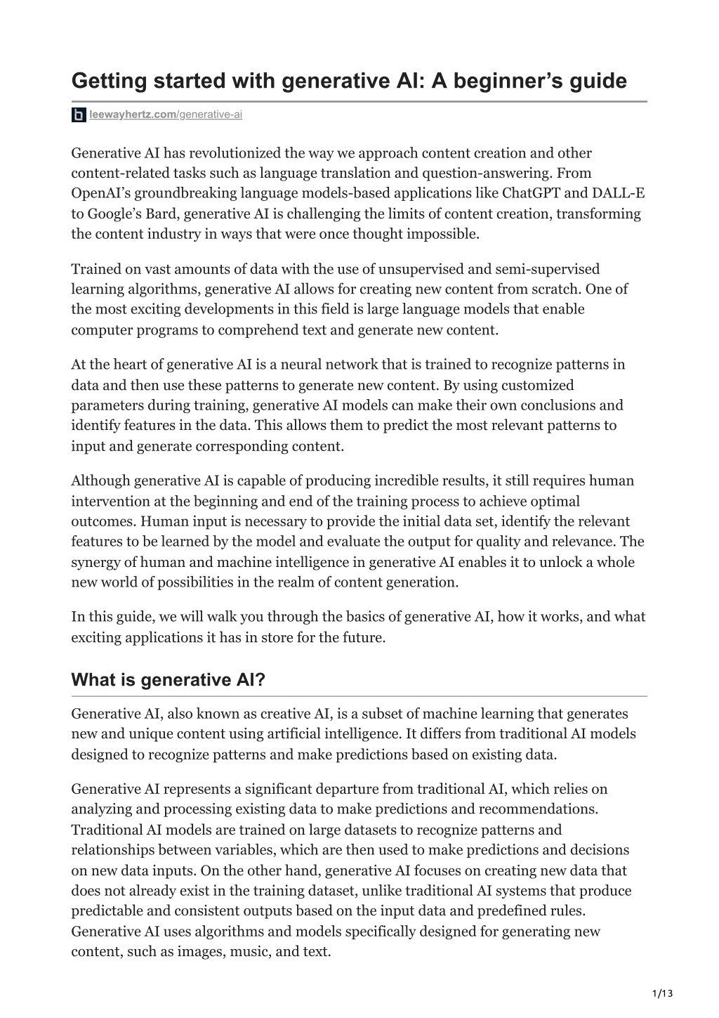 PPT - leewayhertz.com-Getting started with generative AI A beginners guide PowerPoint ...