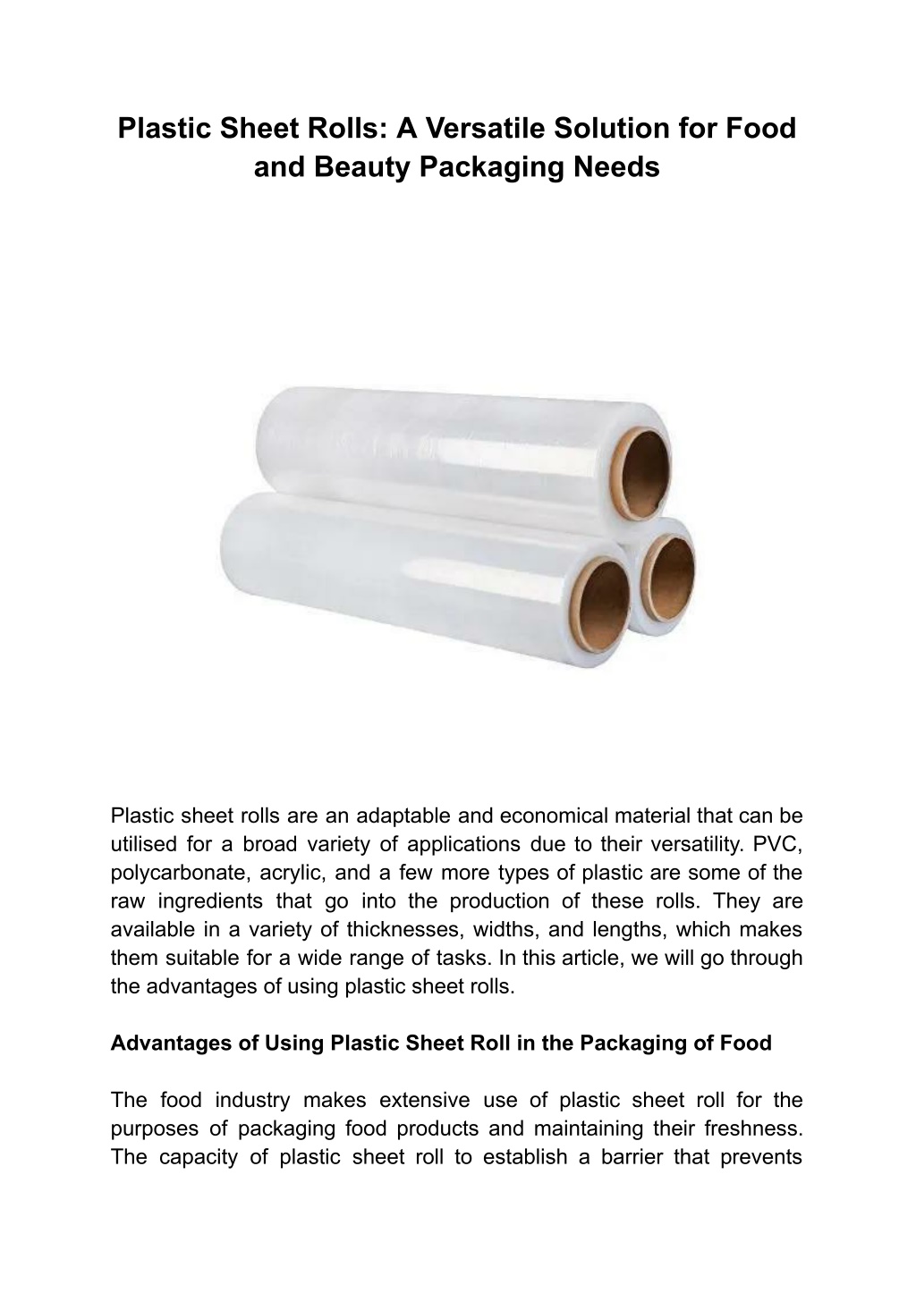 PPT - Plastic Sheet Rolls_ A Versatile Solution for Food and Beauty ...