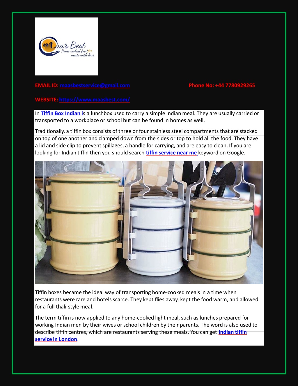PPT - What Is a Tiffin Box Indian, Tiffin Service? PowerPoint ...
