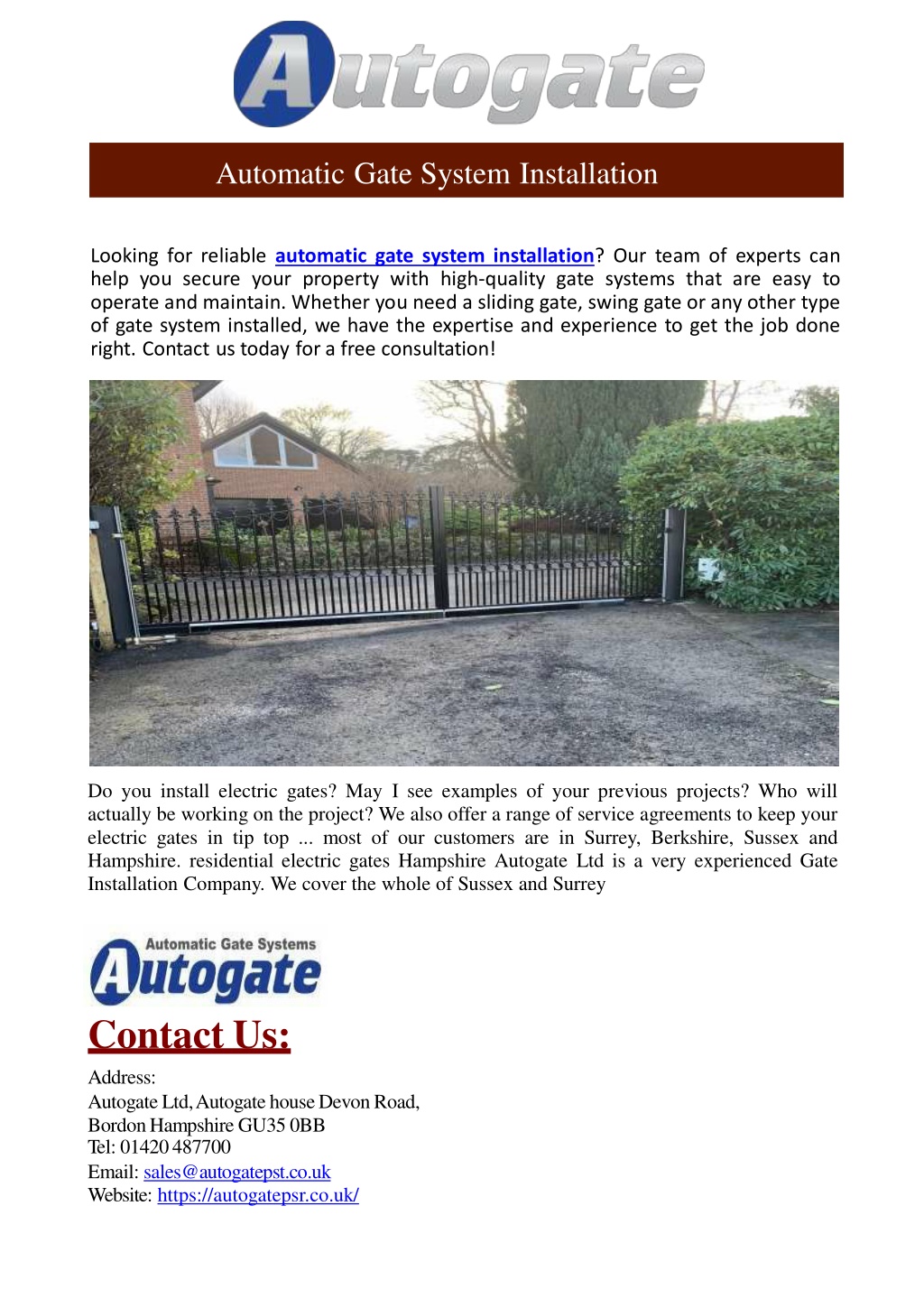 PPT - Automatic Gate System Installation PowerPoint Presentation, free ...
