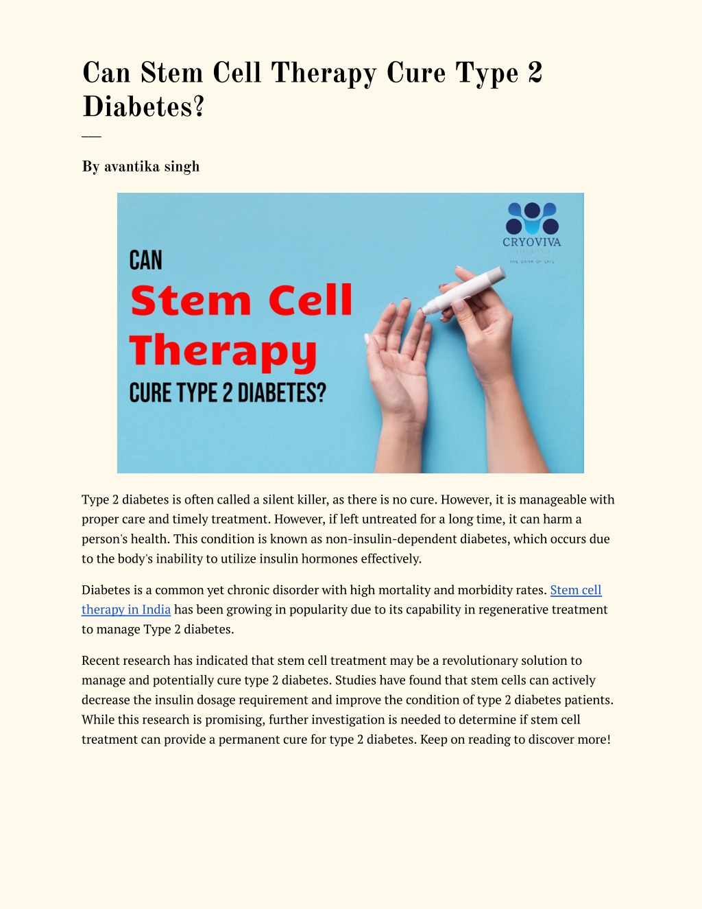 PPT - Can Stem Cell Therapy Cure Type 2 Diabetes PowerPoint ...