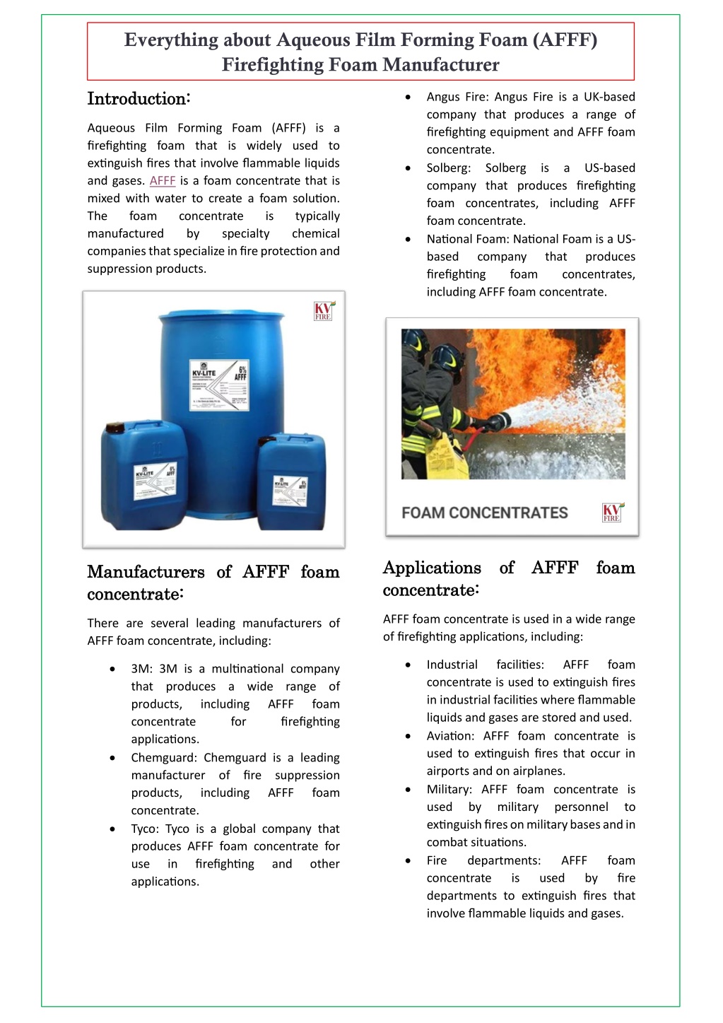 PPT - Everything about Aqueous Film Forming Foam (AFFF) Firefighting ...
