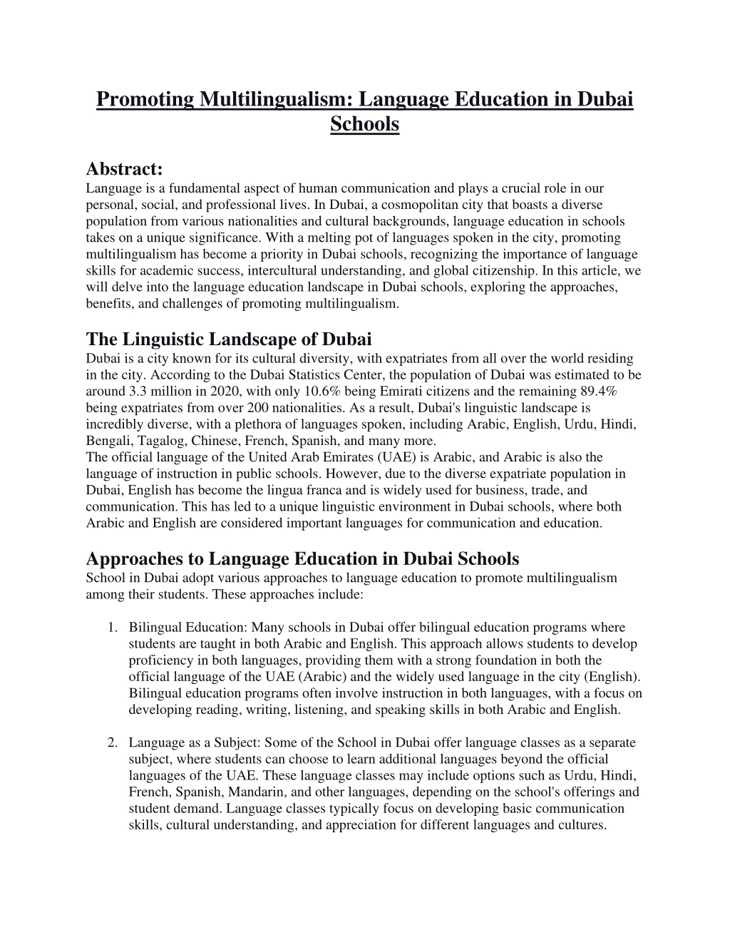 PPT - Promoting Multilingualism: Language Education in Dubai Schools ...