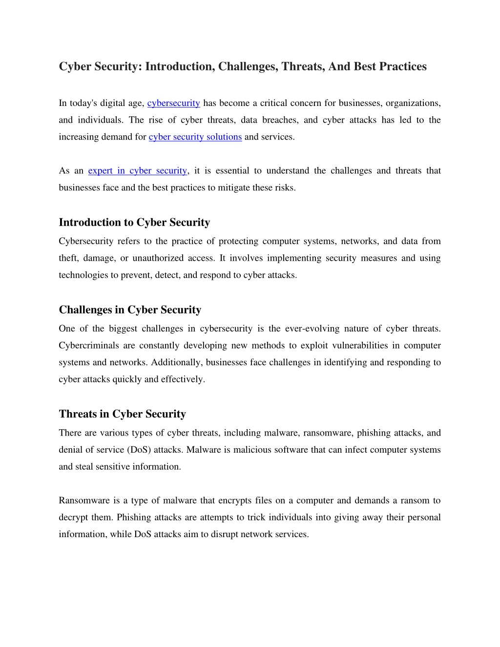 PPT - Cyber Security_ Introduction, Challenges, Threats, And Best ...
