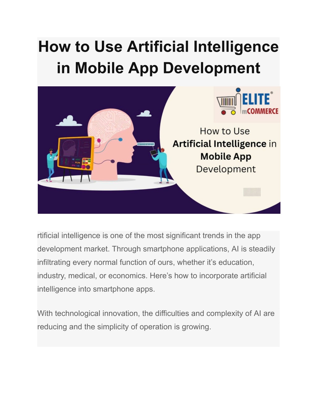 PPT - How to Use Artificial Intelligence in Mobile App Development ...