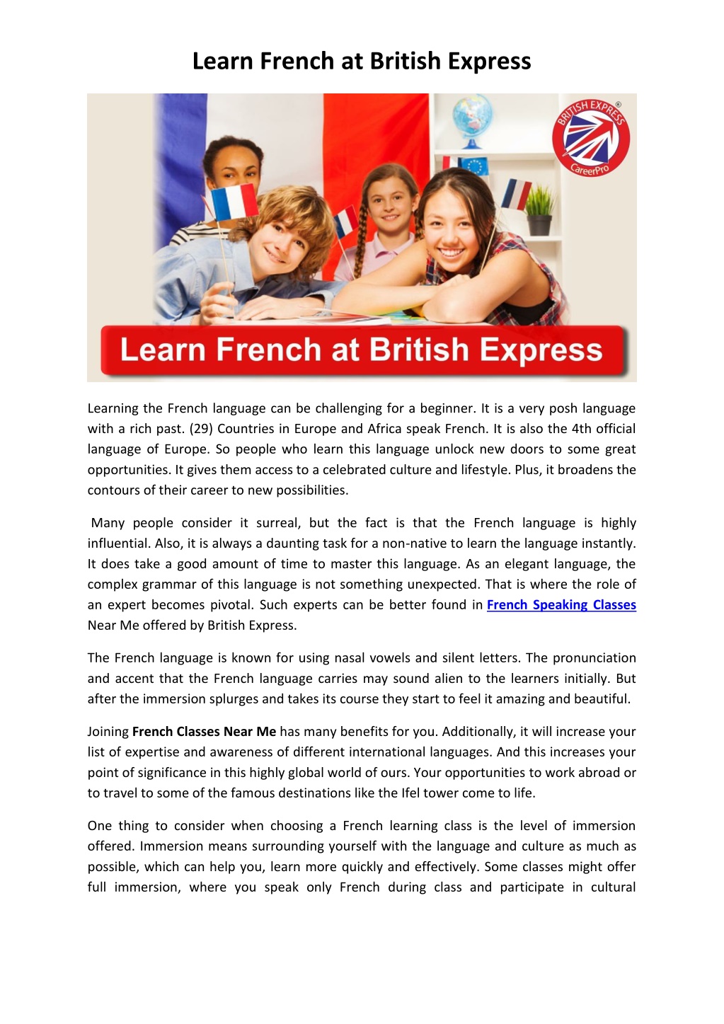 PPT - Learn French at British Express PowerPoint Presentation, free ...