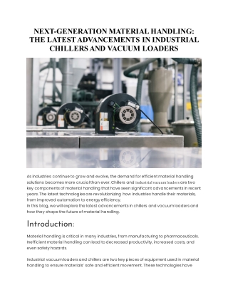 PPT - NEXT-GENERATION MATERIAL HANDLING THE LATEST ADVANCEMENTS IN ...